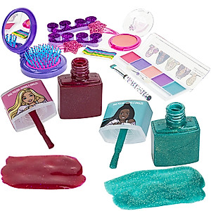 Barbie - Townley Girl- 11 Pcs Makeup Filled Sling Chain Bag with Peel- Off Nail Polish, Eyeshadow, Hair Accessories, Body Glitter & More| Makeup Kit for Kids & Girls| Ages 3, BB0137GB