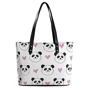 Womens Handbag Panda Patterns Leather Tote Bag Top Handle Satchel Bags For Lady