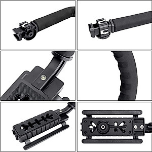 XIANYUNDIAN Metal Triple Hot-Shoe Mounts Handheld Phone Stabilizer Video Action Handle Grip for Canon Nikon Sony DSLR Camera/Camcorder Camera Mounts Clamps (Colour : C Grip)