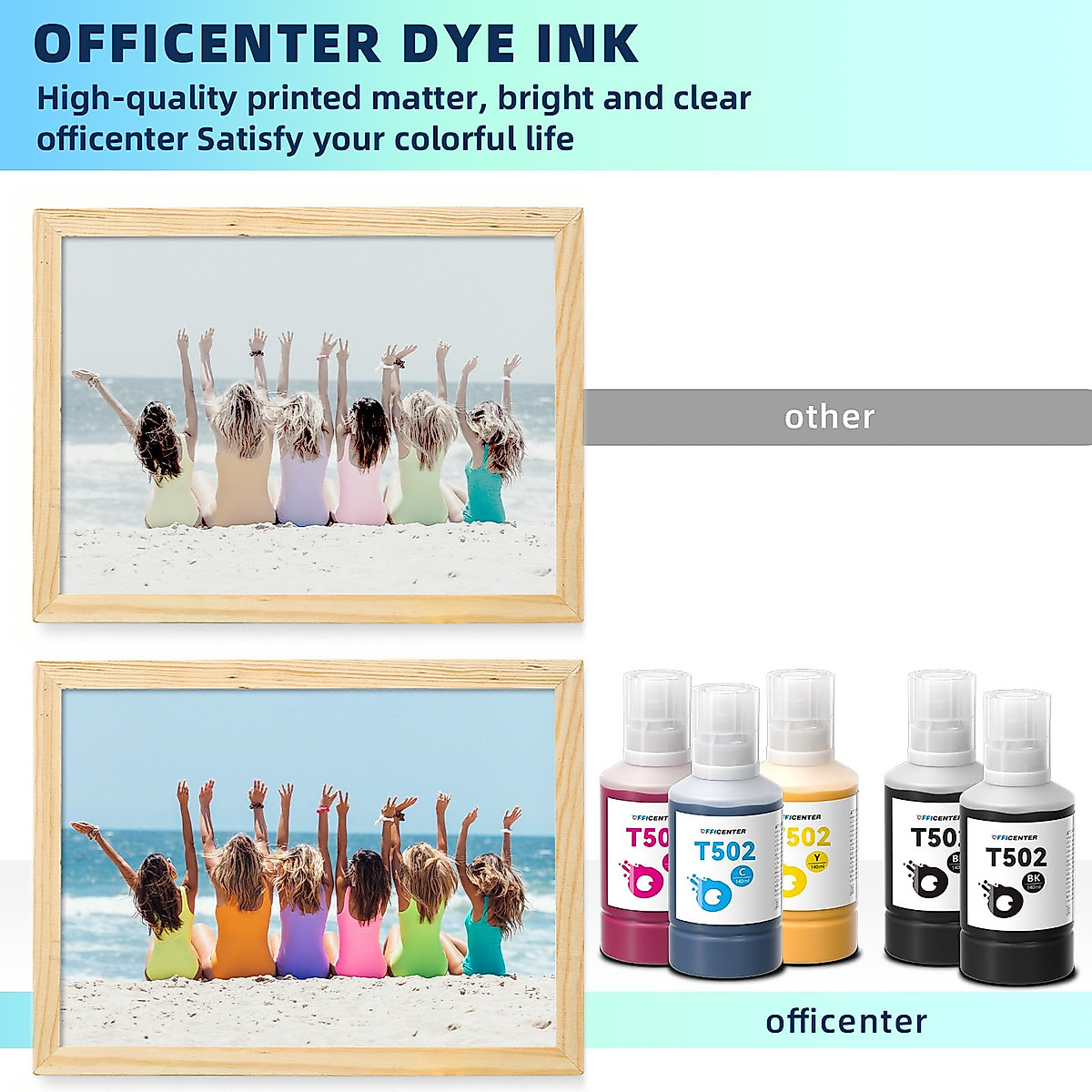 OFFICENTER T502 502 Ink Refill Bottles for EcoTank ET-4760 ET-2760 ET-2750 ET-4850 ET-3760 ET-2850 ET-3710 ET-3850 ET-3750 ET-2803 ET-2720 ET-4700 Printer(2BK C M Y)