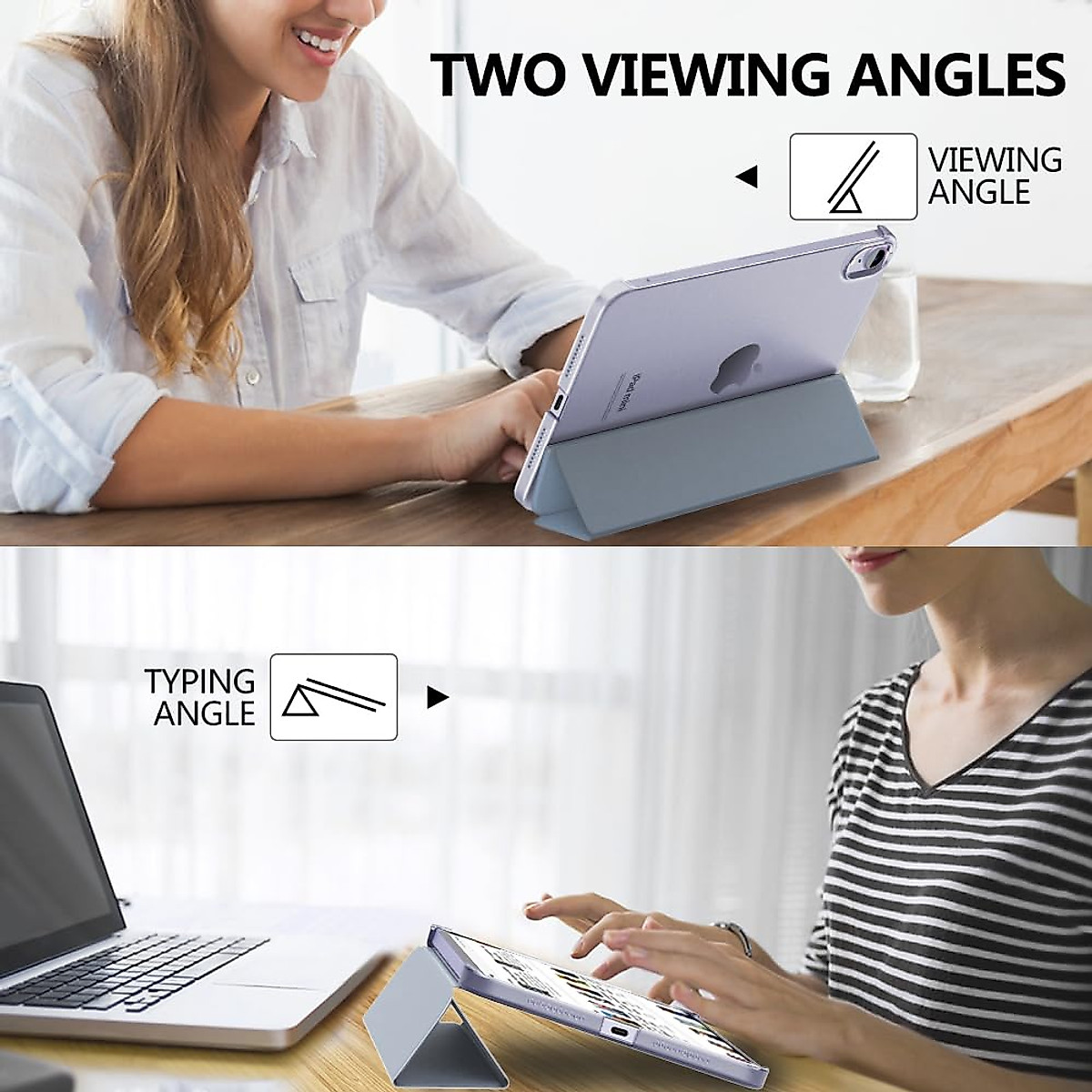 MoKo for iPad Mini 7 (A17 Pro) Case 2024,iPad Mini 6 Case 2021,8.3-inch iPad Mini 7th/6th Generation Case,Slim Lightweight Hard Back Shell Stand Cover for iPad Mini 2024 with Touch ID, Grey Purple