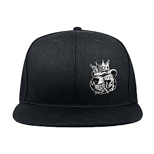 Negi Bear King Theme Trucker Hat Men Bears Hat, Classic Snapback Hats for Men Women, Black Bear Gifts Snapback Trucker Hats