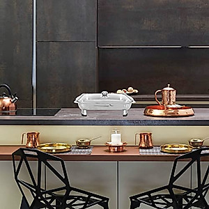 Metal Tray Stainless Steel Chafing Dish Buffet Chafer Rectangular Buffet Stove Chaffing Servers with Glass Covers Food Tray Warmers for Parties Buffets Catering