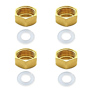 Joywayus Brass Plug Hex Head end Pipe caps 1/2" NPS Female Thread (3/4" ID) with Rubber Gasket (Pack of 4)