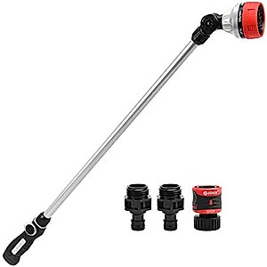 Eden 94609 7-Pattern 33” Metal Garden Hose Watering Wand W/Quick Connector and Adapters Set, 33 inch, Thumb Control