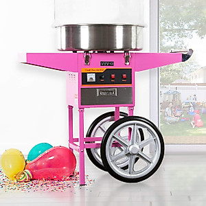 VIVO Pink Electric Commercial Cotton Candy Machine/Candy Floss Maker, Mobile Cart with Bubble Shield CANDY-KIT-2