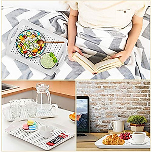 IEBIYO 3 Pcs Anti-Slip Food Serving Tray with Handles Dinner Breakfast Bed Drink Food Coffee Trays Plastic Rectangle Non-Skid Rubber Grip Multipurpose Serving Table Tray Cafeteria Trays for Eating