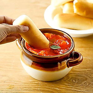 NJCHARMS Ceramic French Onion Soup Bowls with Handles, Porcelain Onion Soup Crocks, 20 Ounce Oven Safe Onion Soup Bowls for Chili, Beef Stew, Set of 4