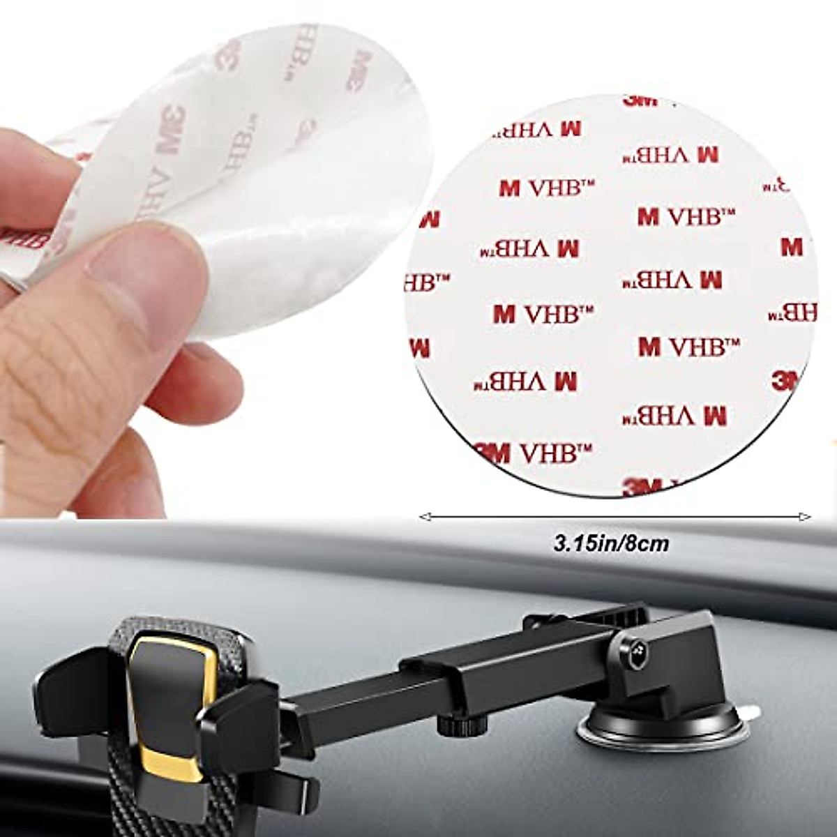 10 Pack 80mm (3.15") Circular Double Sided Sticky Pads, Strong Car Sticky Adhesive Replacement for Car Mount Mounting Holder Disk Windshield GPS Camera Lock Sucker Suction Cup Hook Dashboard Bracket