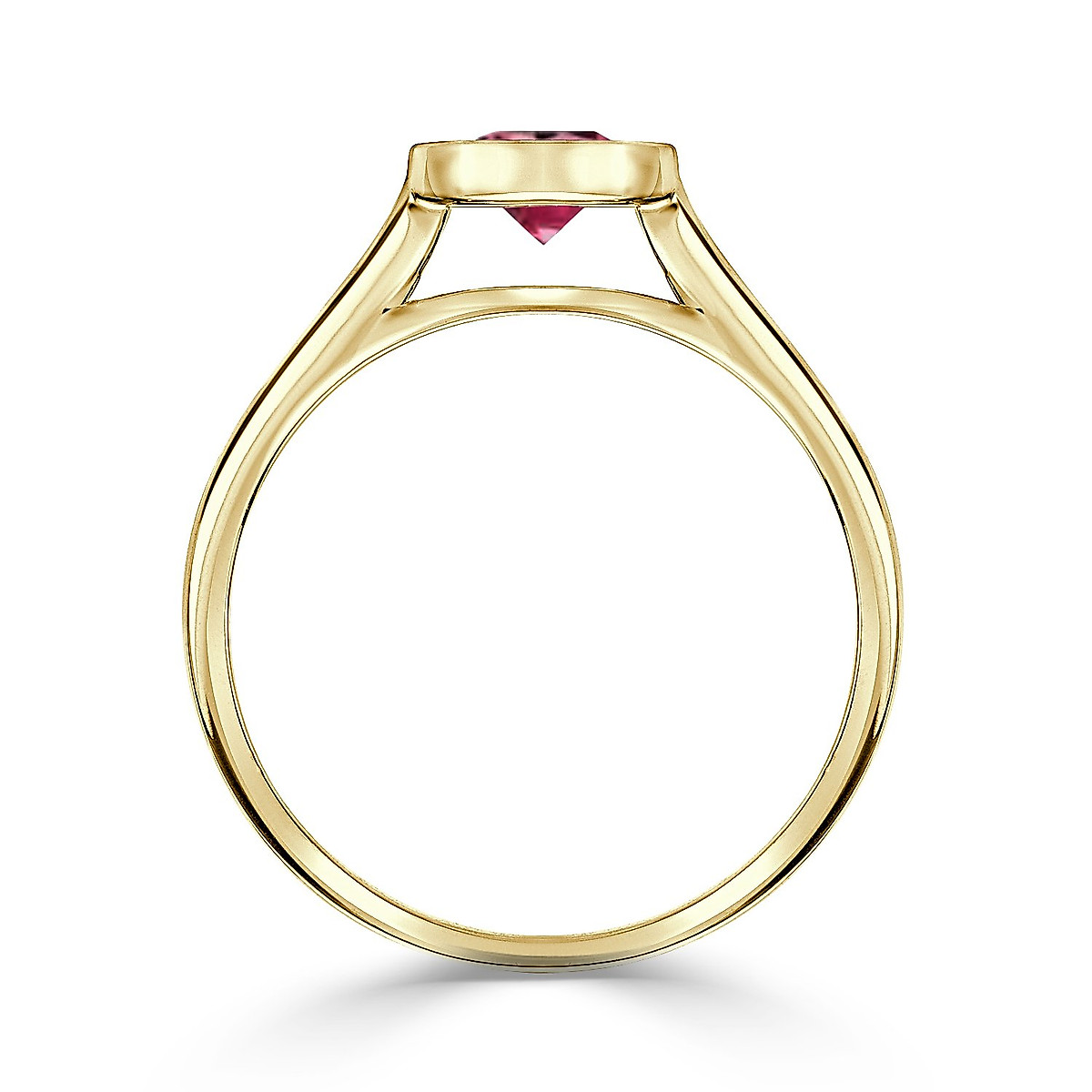 Diamond Wish 18K Yellow Gold Round-Cut Ruby Gemstone Solitaire Engagement Ring Bezel (3/4 cttw) Size 7.5