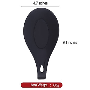 1pcs Silicone Spoon Rest 9 inches Large Size for kitchen Counter Silicone Utensils Ladle Holder Large Black