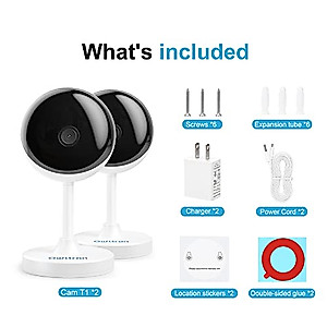 owltron Indoor Security Camera, 2 Pack 1080P Dog Cameras for Home Security WiFi Camera with Night Vision,Human Motion Detection,2-Way Audio Dog/Baby Monitor with Camera,Compatible with Alexa…