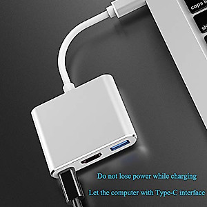 XUNMAIFHB Portable Docking Station,Type-c Turn hdmi Three-in-one Converter typec Multi-Function Docking Station USB Interface, PD Fast Charge, HD HDMI Fast Transmission, Gold