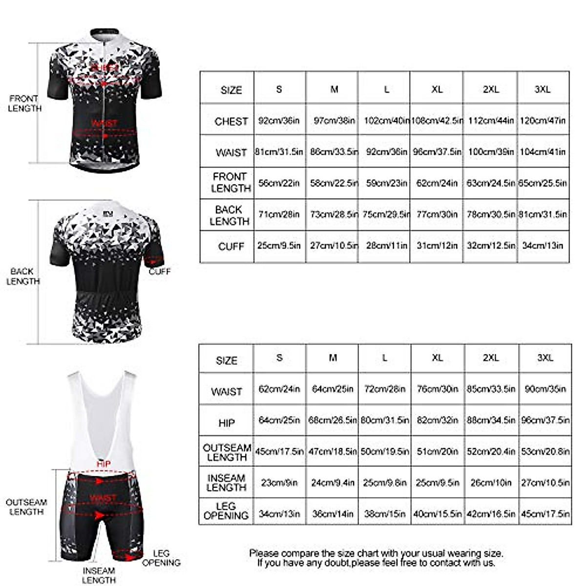 INBIKE Men Cycling Jersey Set Short Sleeve Breathable Bike Shirt with Padded Shorts Bib Shorts