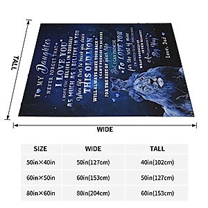 TGRUIHM to My Daughter Blanket from Dad, Lion Blanket to My Daughter, Christmas Birthday Gifts for My Daughter Super Soft Cozy Flannel Throw Blanket for Bed Sofa 50"x60"