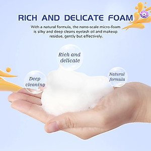 Lash Shampoo for Lash Extensions, Eyelash Extension Cleanser 60ml + Rinse Bottle + Brushes, Lash Bath, Lash Shampoo Kit, Lash Cleaner, Paraben & Sulfate Free, Salon and Home Use