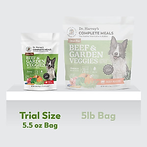 Dr. Harvey's Beef & Garden Veggies Dog Food, Human Grade Grain-Free Dehydrated Food for Dogs with Freeze-Dried Beef, Trial Size (5.5 Oz)