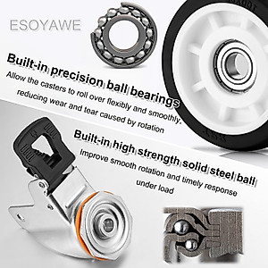 Heavy Duty TPE Rubber Swivel Caster Wheel 4 Pcs, Ø 3in 4in 5in Silent Furniture Replacement Casters, Suitable for M12 Type Bolts Top Hole Type Caster Wheels with Brakes