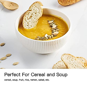 getstar Cereal Bowls, Soup Bowls, Ceramic Bowl Set for Kitchen (4 Pcs, 6 inch & 24 oz), Microwave Safe Porcelain Bowl Set of 4, Soup Cereal Salad Rice Ramen Bowl (White)