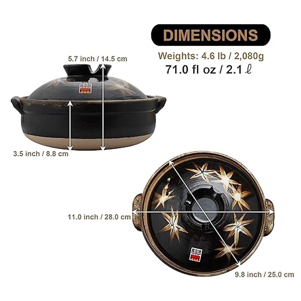 Yokkaichi Banko-yaki Donabe Clay Pot : Elegant Autumn Leaf Earthenware Pot – Microwave and Oven safe－Perfect for Stewed & Hot Pot Dishes, Made in Japan (8)