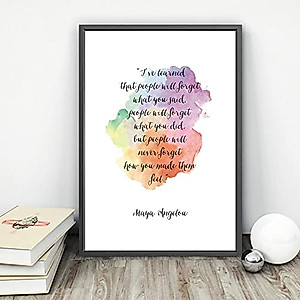 Jinniee I've Learned That People Will Forget What You Said Maya Angelous Quotes Wall Art Inspirational Quote Print for Your Home Livingroom