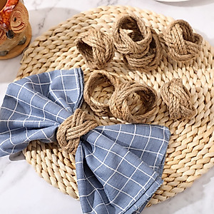 Chengu Woven Napkin Rings Set of 16 Farmhouse Napkin Rings Bulk Burlap Napkin Rings for Dinning Table Nautical Napkin Rings Table Decor for Wedding Birthday Gathering Banquet Decor(Vivid Style)