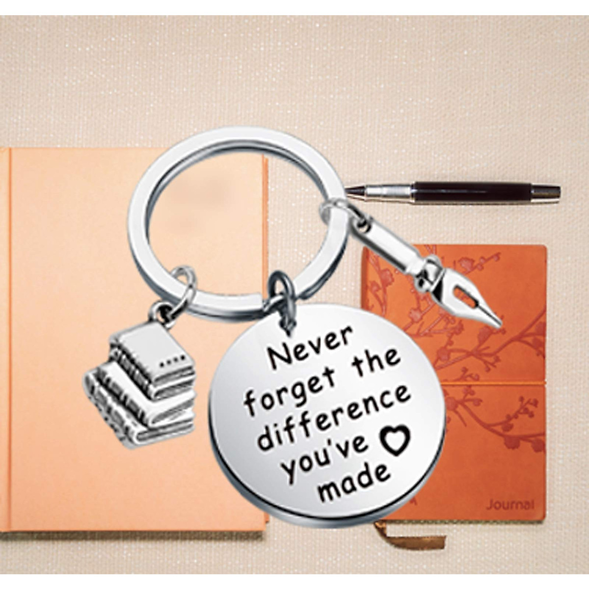 MYOSPARK Writer Keychain Author Gift Never Forget The Difference You've Made Bibliophile Gift For Editor Librarian Journalist (difference writer keychain)