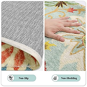 Lahome Machine Washable Floral Living Room Rug - 5x7 Area Rugs for Bedroom Non-Slip Large Low-Plie Kitchen Rug Soft Throw Nursery Kids Room Rug Distressed Indoor Carpet for Dining Room Entryway Office
