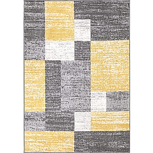 Rugshop Oslo Modern Geometric Boxes Area Rug 7'10" x 10' Yellow