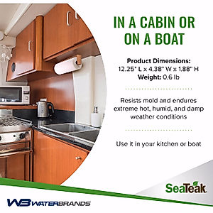 SeaTeak Wall Mount Paper Towel Holder | Wooden Wall Paper Towel Holder | Modern Wall Paper Towel Holder | 12.25" L x 4.38" W x 1.88" H