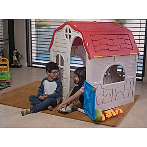 Ram Quality Products Classic Real Feel Cottage Compact Foldable Plastic Toddler Roomy Outdoor Playhouse for Children Ages 2 Years Old and Up, White