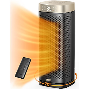 Dreo Space Heaters for Indoor Use, 1500W Fast Heating Ceramic Electric & Portable Heaters with Thermostat, 70° Oscillating with Tip-over & Overheat Protection, Remote, 12H Timer, for Office Bedroom