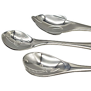 Maydahui 6PCS Cute Coffee Spoons Fish Shape Spoon and Fork 5.1 inch 18/10（304）Stainless Steel Dolphin Whale Puffer Teaspoon Dessert Ice-cream Spork Fruit Forks Design for Home Kitchen Restaurant