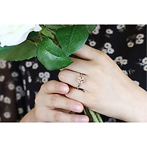 Gem Stone King 925 Sterling Silver & 10K Rose Gold 8MM Cushion Gemstone Birthstone Engagement Ring | Wedding Anniversary Promise Ring For Women | Size 5,6,7,8,9