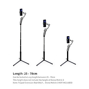 MAXCAM Selfie Stick Tripod Extension Rod for DJI OM 5 4 / Osmo Mobile 6 3 2 / Zhiyun, Aluminum Alloy Extension Rod + Aluminum Alloy Tripod. (DJI Osmo Mobile and Mobile Phone NOT Included)