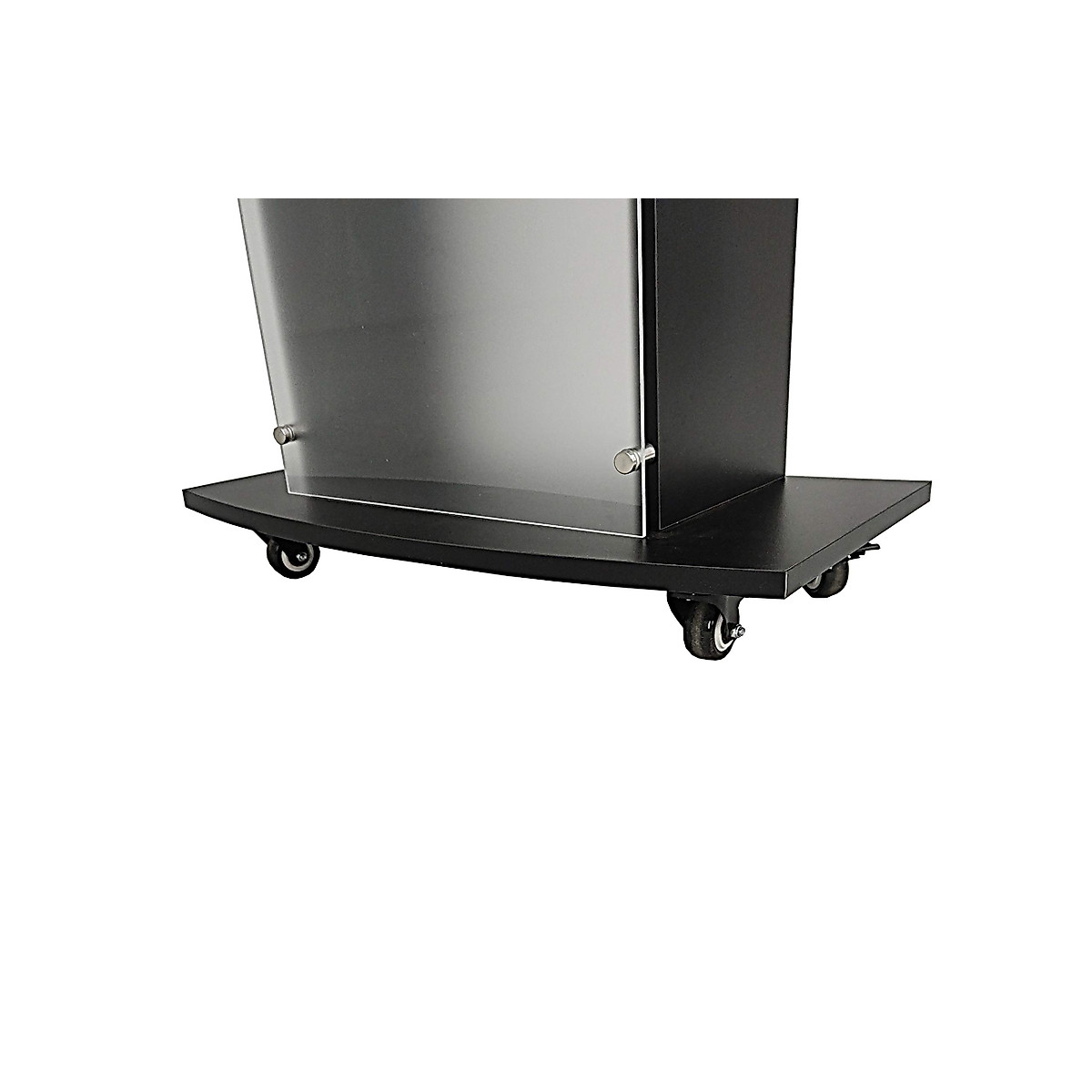 Acrylic Church Podium Pulpit Debate Conference Lectern Plexiglass Lucite Black Wood Shelf Cup Holder on Wheels 1803-5-BLACK-NPF