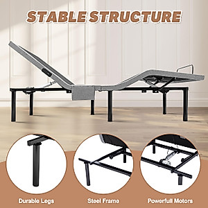 ASONLY Adjustable Bed Frame Queen, Adjustable Bed Base with Massage, Zero Gravity Electric Bed with Wireless Remote, Head and Foot Incline, Dual USB Ports, Underbed Lighting, Easy Assembly