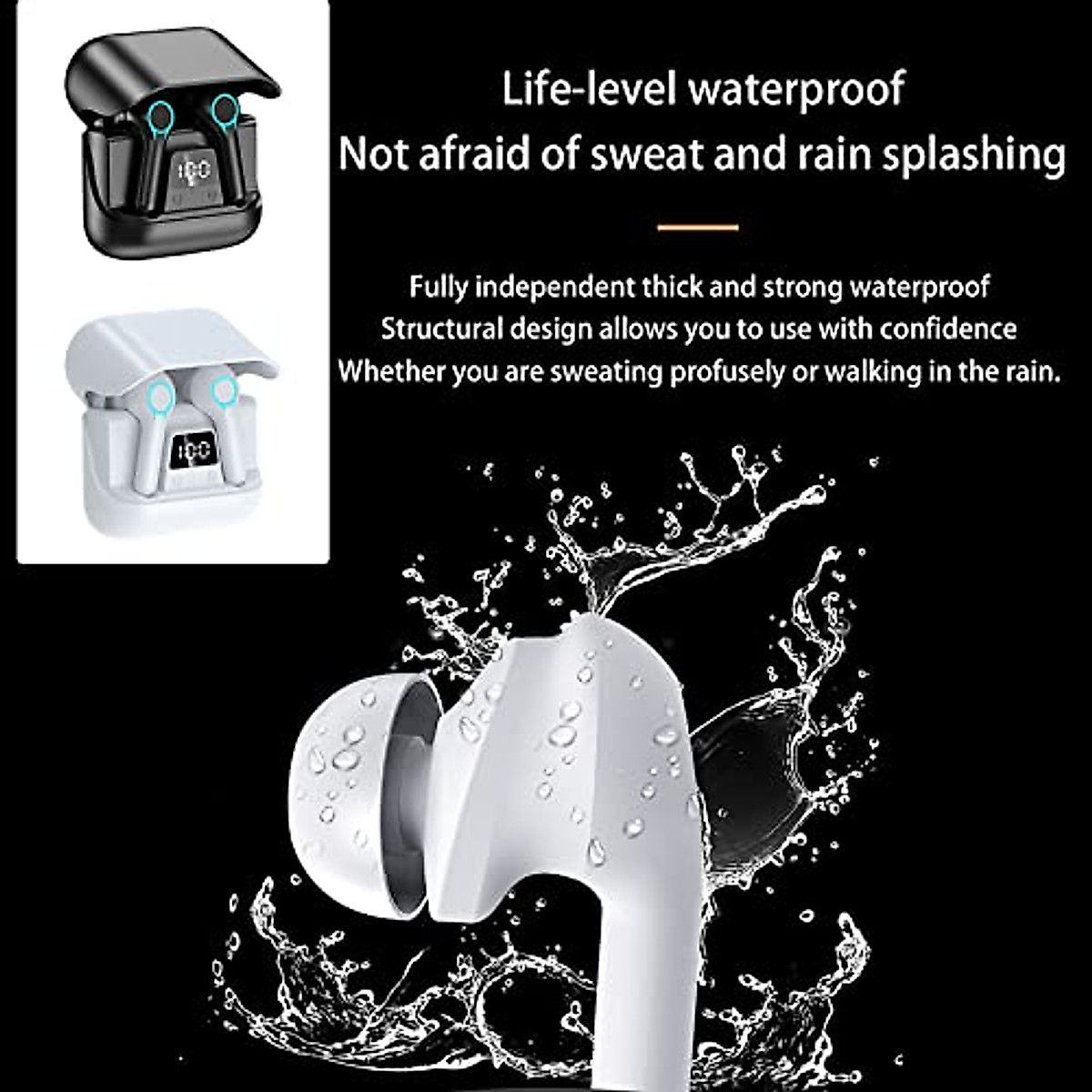 HiFi Bluetooth Earbuds, Bluetooth Headset Game Music Dual Ear Wireless Sport Earphone Intelligent Noise Reduction Waterproof Headset