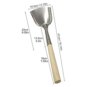 MOFUCA Fireplace Ash Shovel Heat Resistant Stainless Steel Ash Dust Pan with Wood Handle Winter Fireside Fire Accessories,1pc