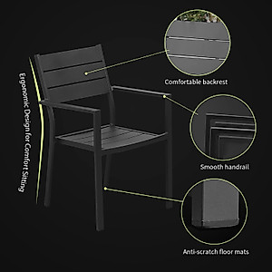 Dining Chair Set of 4, Modern Aluminum Stackable Chairs Patio Dining Chair Coated Weather-Resistant Armchair 350LBS Weight Capacity for Backyard Deck Lawn Garden Black