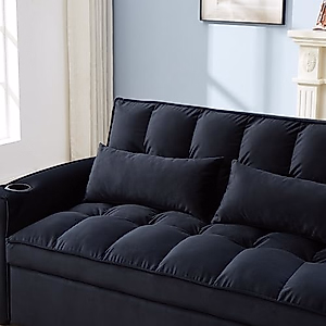 3 in 1 Loveseat Sofa W/Pull Out Sleeper Couch Bed, 2 Seater Sofa & Couch Tufted Upholstered Adjustable Backrest Futon Convertible Sleep Daybed for Living Room