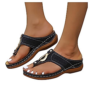 Orthopedic Flip Flops Women Womens Dress Orthotic Plantar Fasciitis Shoes Sandals Women Dressy Summer Wide Feet Sandals Women Wide Width Wedge Sandals Black Heels Short