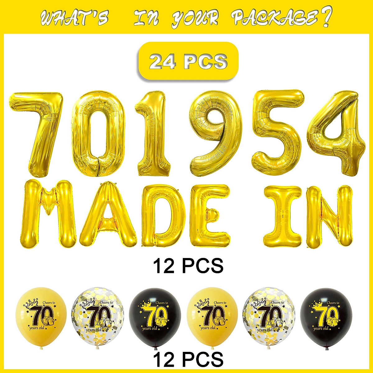 50th Black Gold Birthday Decorations for Men Women Gold Made in 1974 Foil Balloons Banner and 16 Pcs Happy 50th Birthday Latex Balloons 50th Years Old Party Supplies