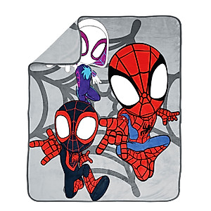Spidey & His Amazing Friends Plush Throw Blanket - Measures 50 x 60 Inches - Kids Super Soft Fleece Bedding Features Ghost Spider Gwen & Miles Morales
