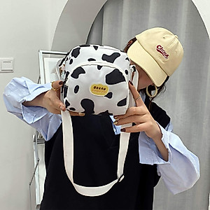 JUMISEE Cute Cow Print Canvas Crossbody Purse Small Cell Phone Bag Shoulder Handbag for Men Women Kids
