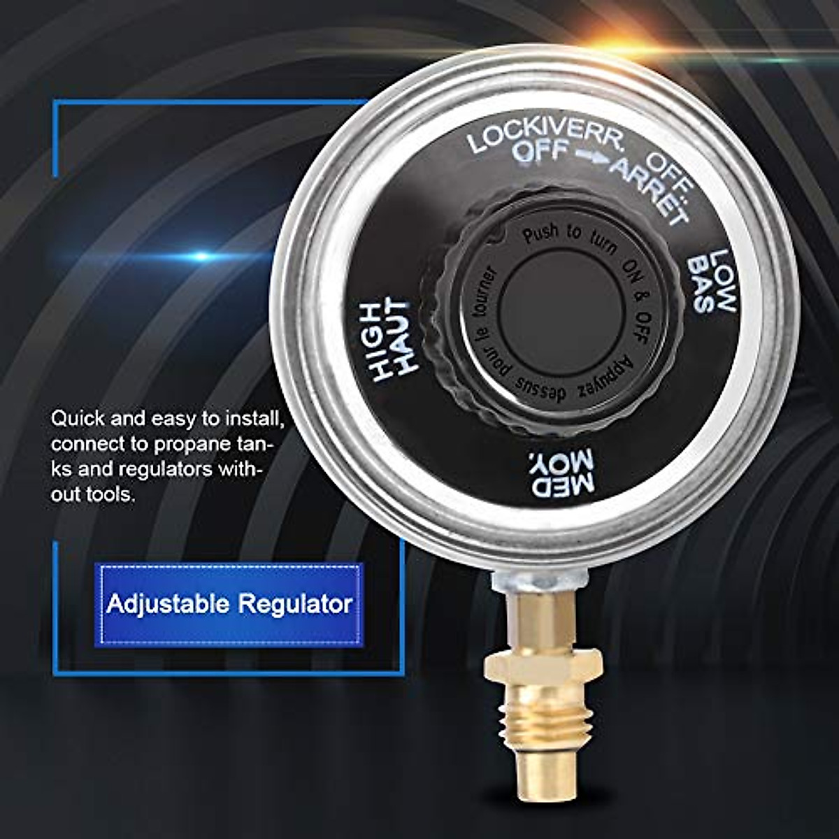 Omabeta Zinc Alloy 1"-20UNF Propane Gas Low-Pressure Adjustable Regulator Control Valve BBQ Grill Propane Regulator Valve Propane Gas Grill Control Valve Table Top Regulator