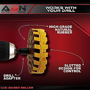 ABN Rubber Eraser Wheel with Drill Adapter 1-Pack – Pinstripe, Double Sided Adhesive, Vinyl Decal, Graphics Removal Tool