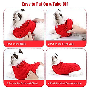 Winter Warm Pet Sweater, Soft Dog Clothes Coats Sweaters Classic Straw-Rope Sweaters for Medium Dogs Cat Gift Kitty Clothes Pet Sweater Apparel for Holiday New Year Valentine's Day(Red)