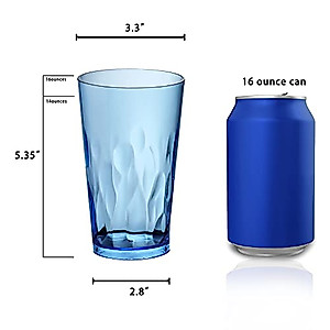 JGIRL unbreakable Plastic Drinking Glasses [Set of 6] Shatterproof Drinking Cups, reusable Drinking Tumblers, Plastic glass cup, Drinking cup, Dishwasher Safe (16 Ounces)