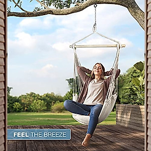 Sorbus Stylish Swing Chair - Fine Cotton Weave for Super Comfort & Durability- Hanging Hammock Chair w/2 Seat Cushions- Portable Outdoor Hanging Chair w/Hardware Kit - Indoor Outdoor Use - Max 265lbs
